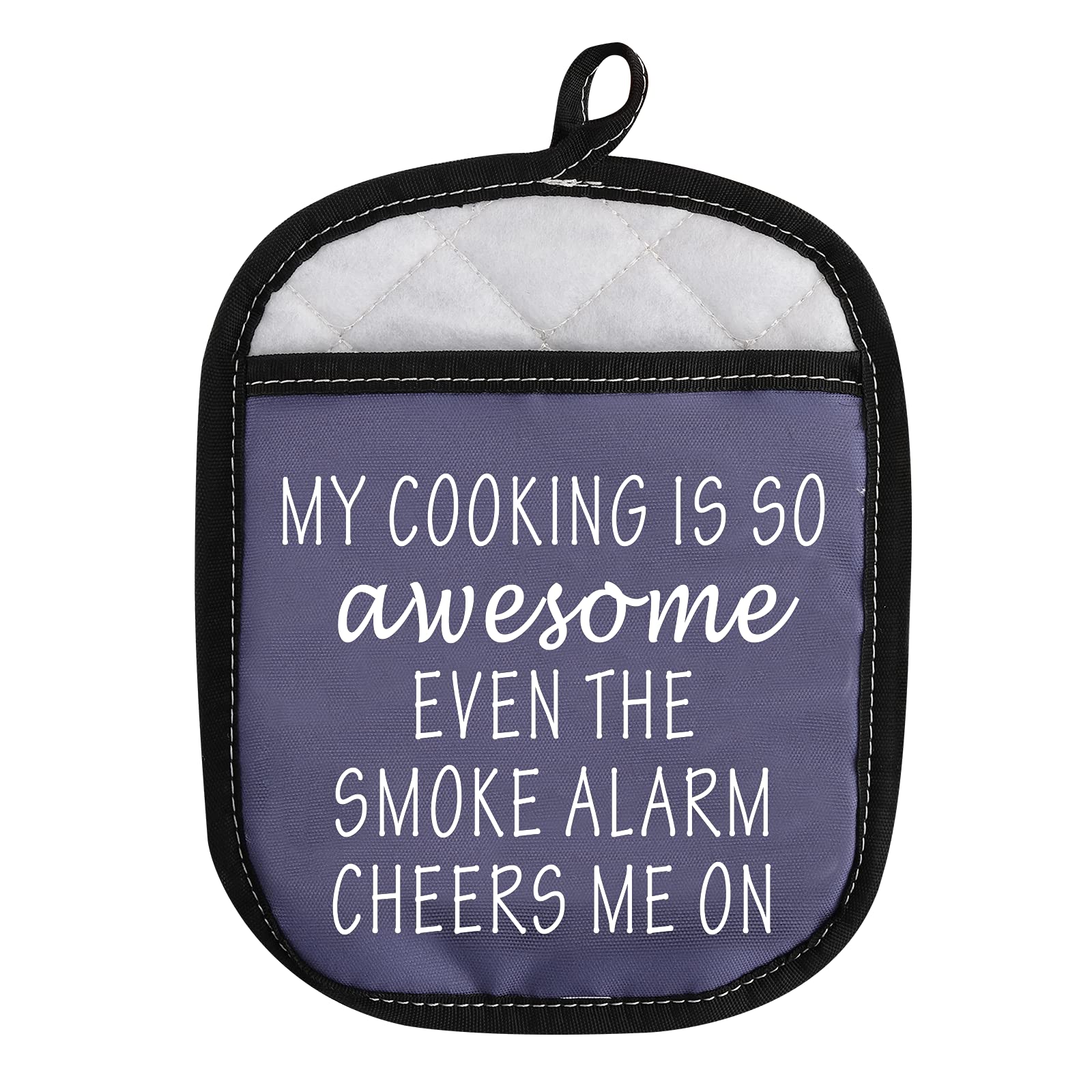 Funny Oven Pads Pot Holder with Pocket My Cooking is So Awesome Even The Smoke Alarm Cheers Me On (Cheers Me On)