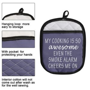 Funny Oven Pads Pot Holder with Pocket My Cooking is So Awesome Even The Smoke Alarm Cheers Me On (Cheers Me On)