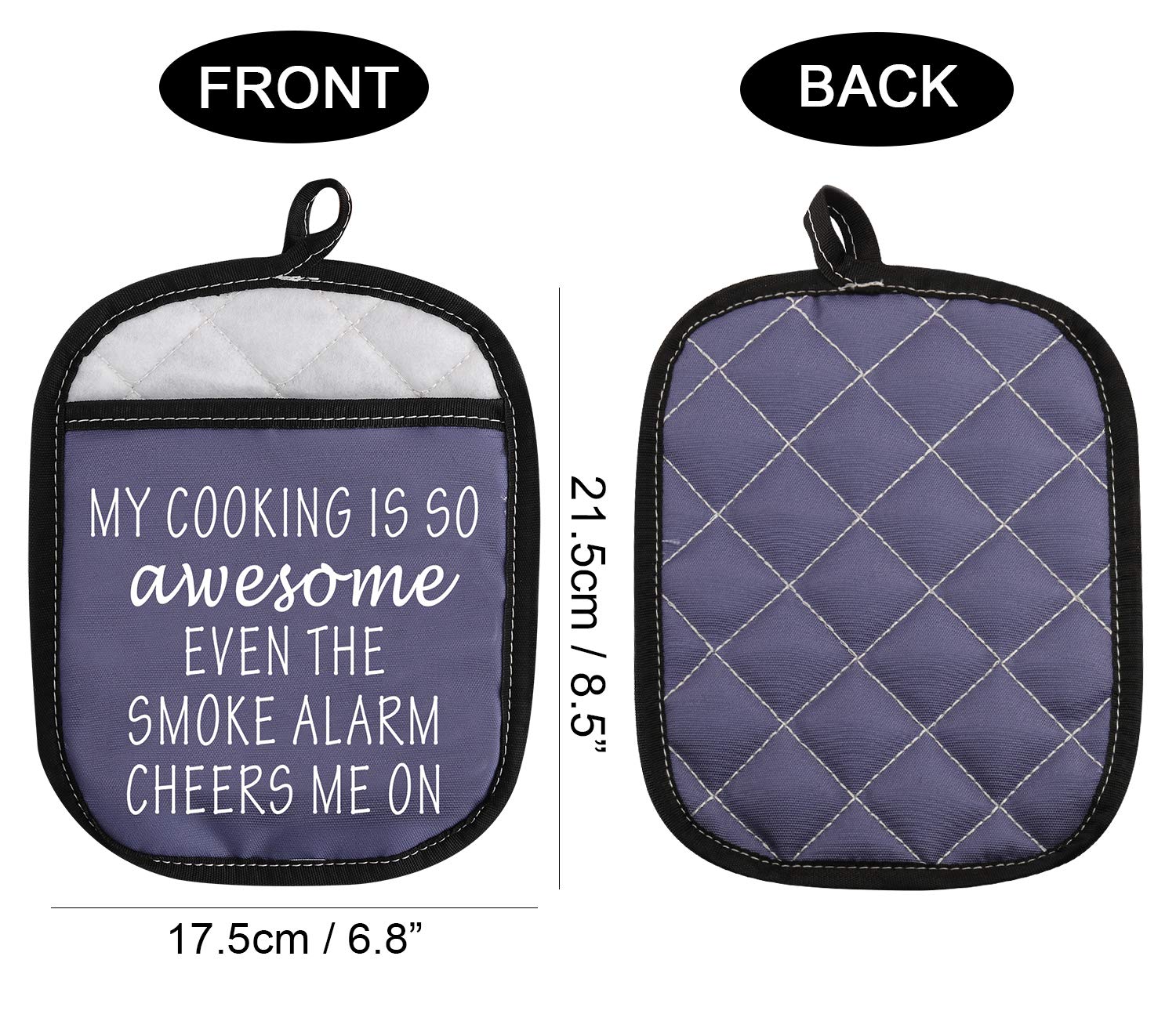 Funny Oven Pads Pot Holder with Pocket My Cooking is So Awesome Even The Smoke Alarm Cheers Me On (Cheers Me On)