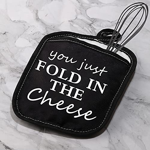 You Just Fold in The Cheese/What Does Burning Smell Like Pot Holders Gift for Fans (Fold in The Cheese Black)