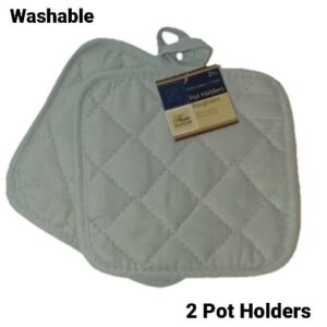 Home Collection Quilted Oven Mitts and Potholder Set Sage Green 4 Piece, Oven Mitts: 7 in x 13 in, Potholders: 7 in x 7 in