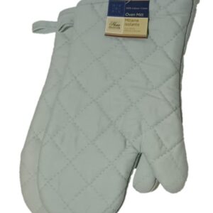 Home Collection Quilted Oven Mitts and Potholder Set Sage Green 4 Piece, Oven Mitts: 7 in x 13 in, Potholders: 7 in x 7 in