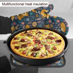 Cute Fox Oven Mitts and Pot Holders Sets,Heat Resistant Non Slip Kitchen Gloves Hot Pads with Inner Cotton Layer for Cooking BBQ Baking Grilling