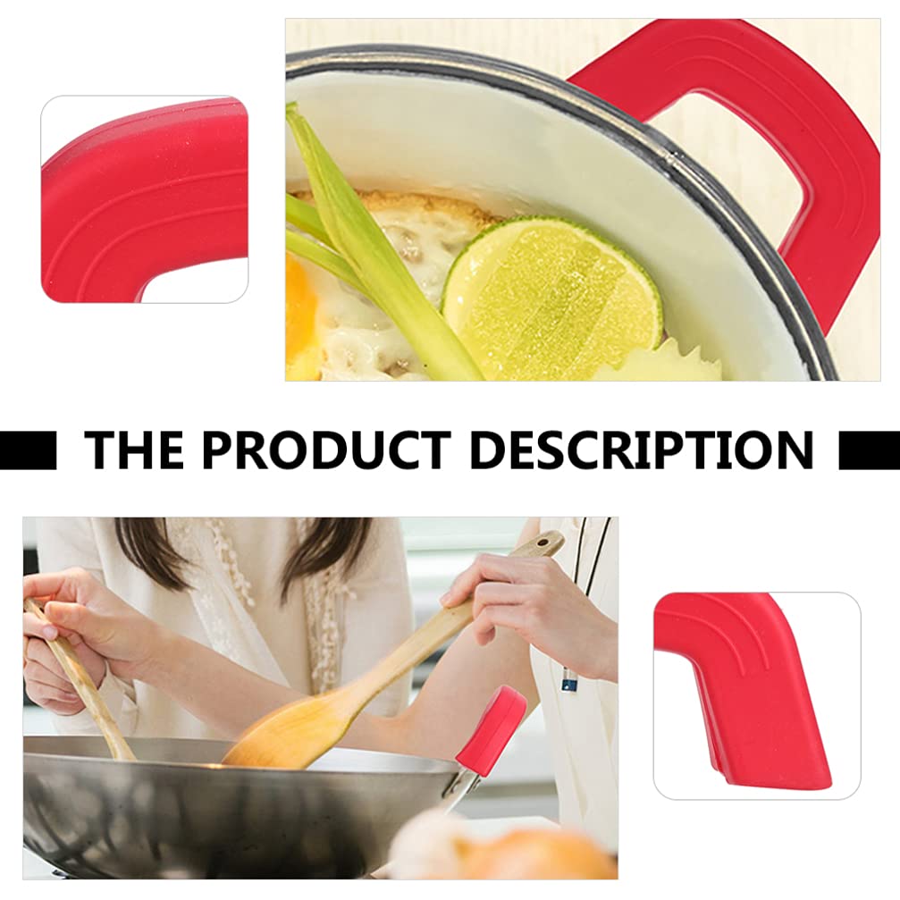 HEALLILY Silicone Pot Handles Pan Ear Replacement Heat Insulated Pot Handle Non- Slip Pot Sleeves for Woks Soup Pot (Red)