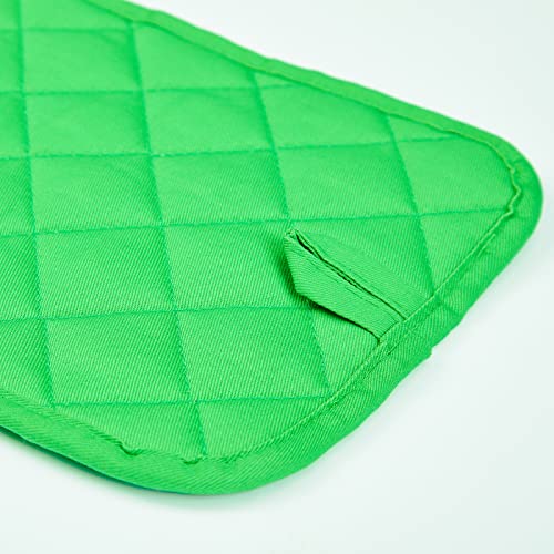 Jehdhe 4 Pack Pot Holders with Pocket Cotton Heat Resistant Potholder Bulk Pot Holders for Kitchen Hot Pad Large Pot Holder Set, 7 x 9 Inches, Green