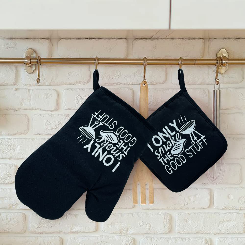 I Only Smoke The Good Stuff,Oven Mitts and Pot Holders Sets of 2，Funny Oven Mitt，Birthday Gifts for Men,Great Birthday Gifts for Dad Boyfriend,Housewarming, Christmas