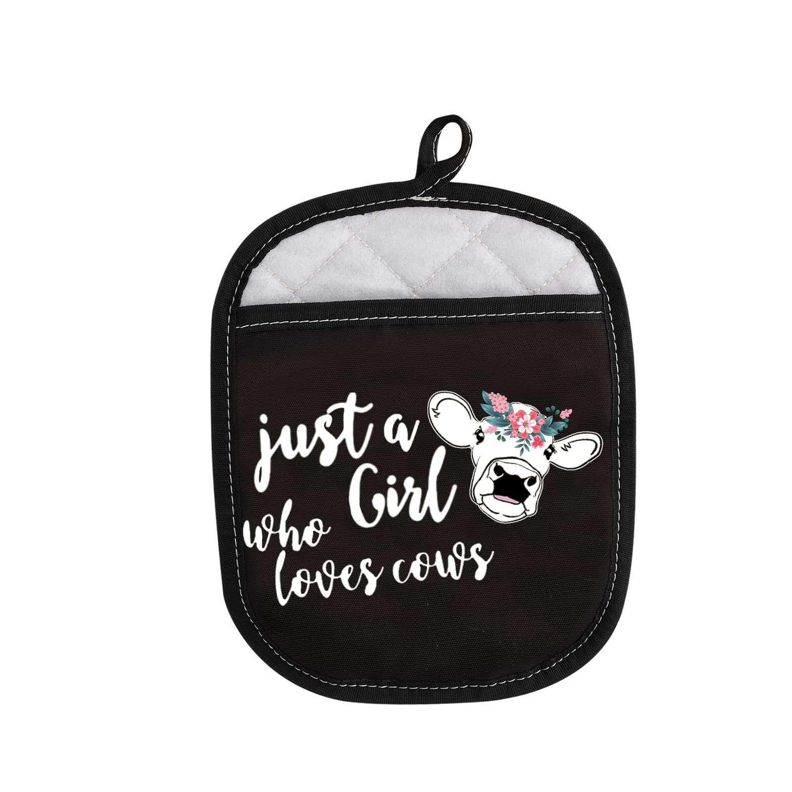 Cow Gift Cow Pot Holder Cowgirl Gift Just A Girl Who Loves Cows Oven Mitt Cow Lover Gift for Women Cow Animal Kitchen Hot Pad(Cow potholder)