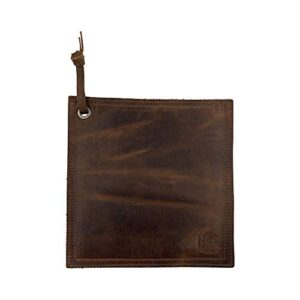 rustic leather hot pot pad (potholder), double layered, double stitched and handmade by hide & drink :: bourbon brown