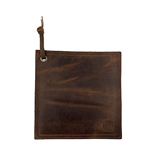 Rustic Leather Hot Pot Pad (Potholder), Double Layered, Double Stitched and Handmade by Hide & Drink :: Bourbon Brown