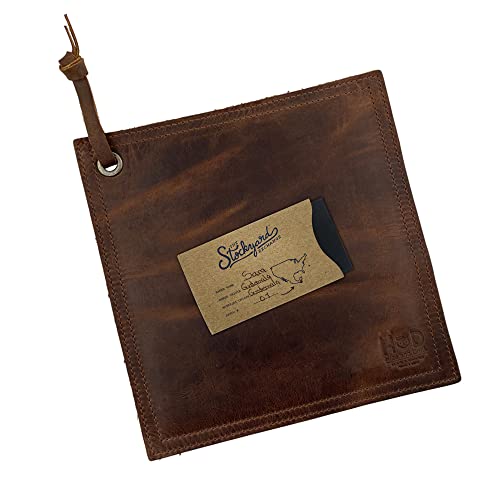 Rustic Leather Hot Pot Pad (Potholder), Double Layered, Double Stitched and Handmade by Hide & Drink :: Bourbon Brown