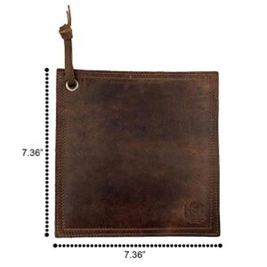 Rustic Leather Hot Pot Pad (Potholder), Double Layered, Double Stitched and Handmade by Hide & Drink :: Bourbon Brown