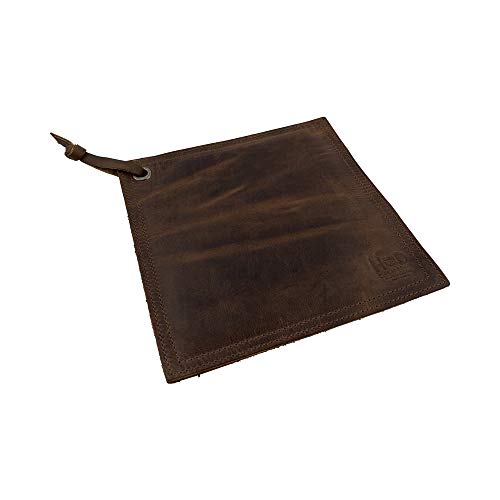 Rustic Leather Hot Pot Pad (Potholder), Double Layered, Double Stitched and Handmade by Hide & Drink :: Bourbon Brown