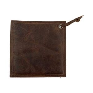 Rustic Leather Hot Pot Pad (Potholder), Double Layered, Double Stitched and Handmade by Hide & Drink :: Bourbon Brown