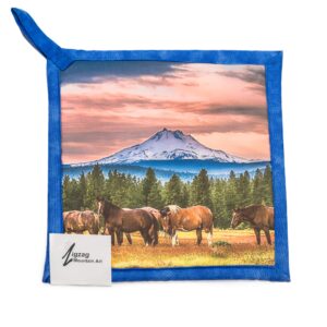 pot holder - 8 inch hot pad horse herd at mt jefferson