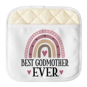 cafepress best godmother ever rainbow pot holder with unique design 9"x9"