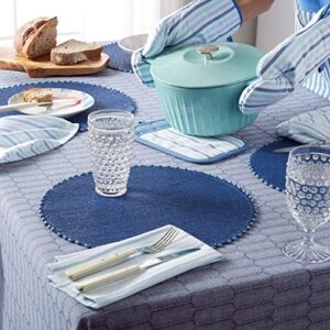 Martha Stewart Daisy Stripe Pot Holder Set 2-Pack, Blue, 7"x10"