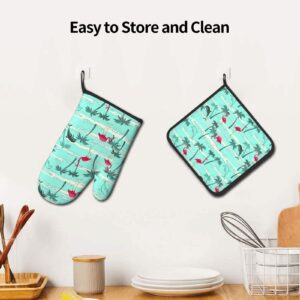 Deyimeri Cute Cat Lover Oven Mitts Pot Holders Set,2-Piece Set, Heat Resistant Waterproof Gloves for Kitchen Cooking, Baking, BBQ