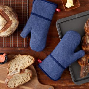 Sur La Table Kitchen Essentials Heat Resistant Chambray Oven Mitt 2-Pack Set, Navy Blue, 7"x13"