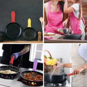 Silicone Hot Handle Cover, 5.31 Inch Cast Iron Handle Cover Hot Skillet Handle Cover Holder Rubber Hot Resistant Non Slip Pot Holder Sleeve for Metal Frying Pans Aluminum Cookware Handles -L (Red)