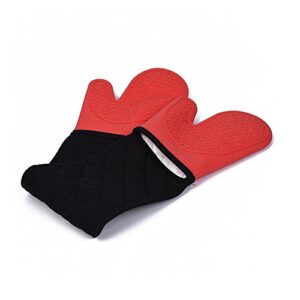 DoMii Connected Oven Mitts All-in-One Potholder Gloves Heat Resistant Quilted Silicone Oven Mitts 33.8 x 7-inch