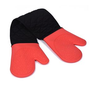 DoMii Connected Oven Mitts All-in-One Potholder Gloves Heat Resistant Quilted Silicone Oven Mitts 33.8 x 7-inch