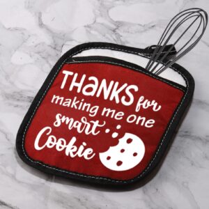 Teacher Appreciation Gift Thanks for Making Me One Smart Cookie Pot Holder Back to School Teacher Gift (Smart Cookie Red)