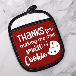 Teacher Appreciation Gift Thanks for Making Me One Smart Cookie Pot Holder Back to School Teacher Gift (Smart Cookie Red)