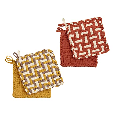 Mud Pie Woven Pot Holder, Yellow, 8" x 8"