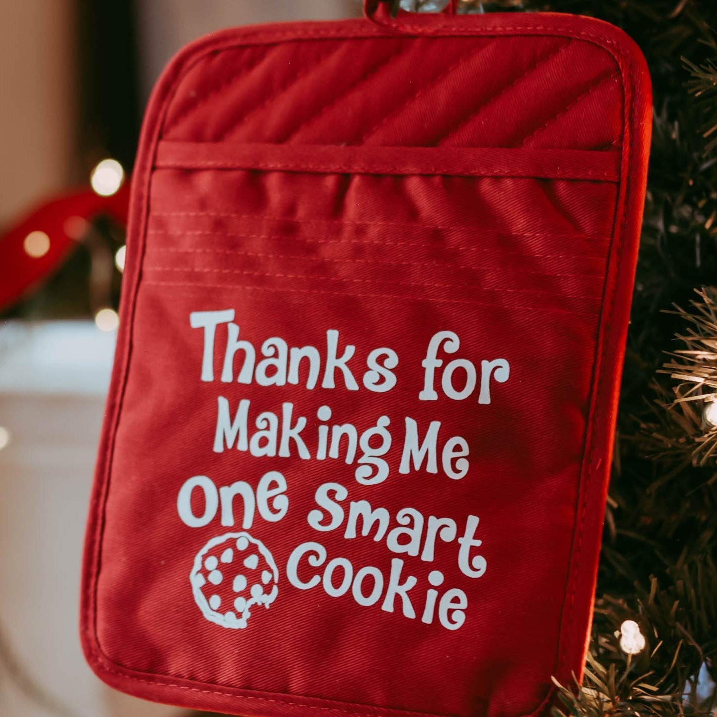 Teacher Appreciation Gift for Women - Thank You Present Potholder - One Smart Cookie Oven Mitt - Set of 2 (One Smart Cookie w/Keychain)