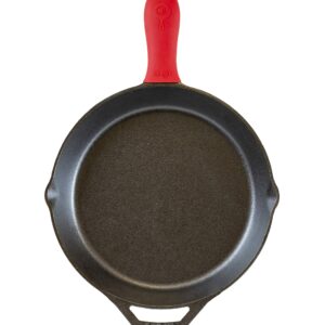 Lodge Cast Iron Skillet with Red Silicone Hot Handle Holder, 12-inch & ASAHH41 Silicone Assist Handle Holder, Red, 5.5" x 2"