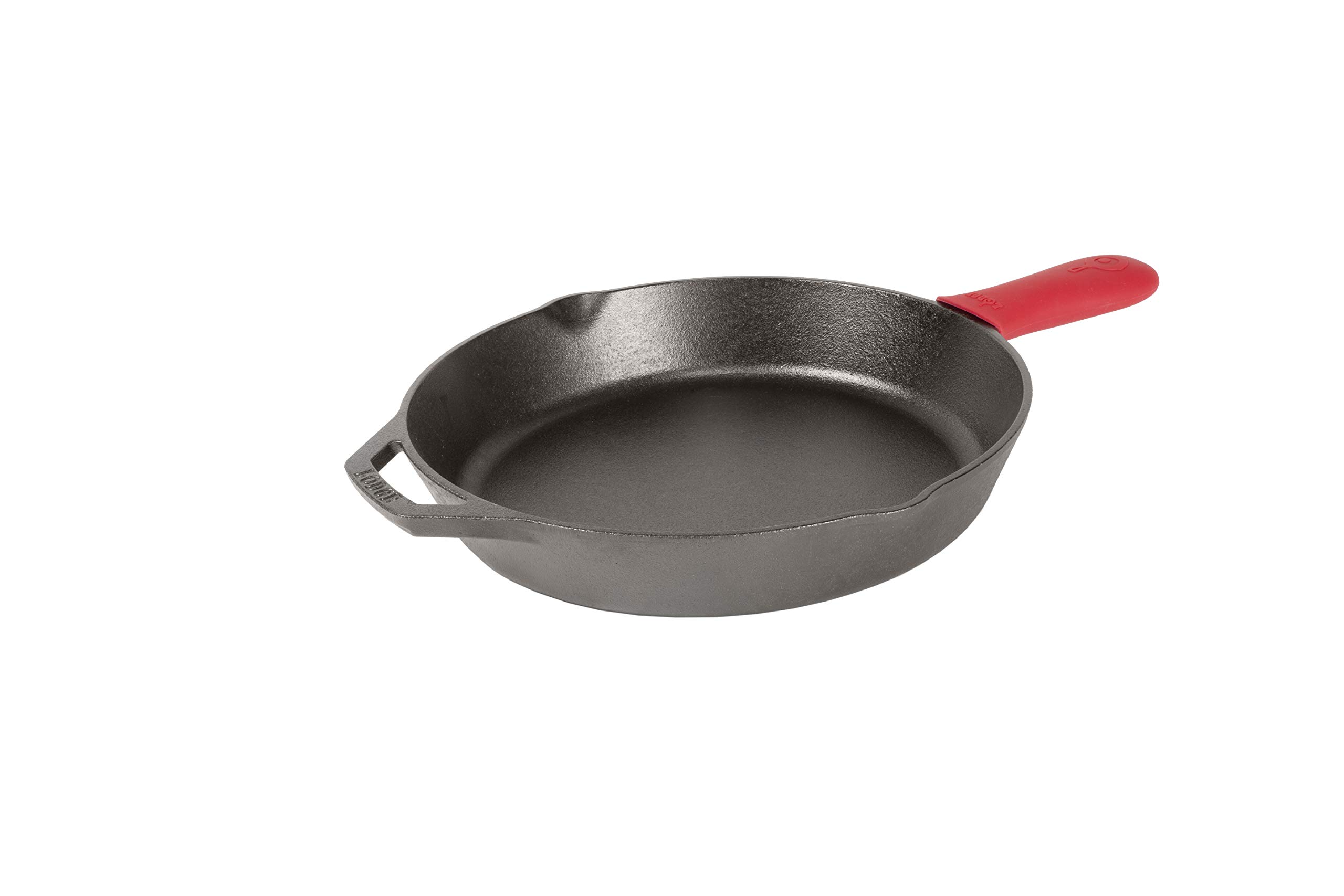 Lodge Cast Iron Skillet with Red Silicone Hot Handle Holder, 12-inch & ASAHH41 Silicone Assist Handle Holder, Red, 5.5" x 2"