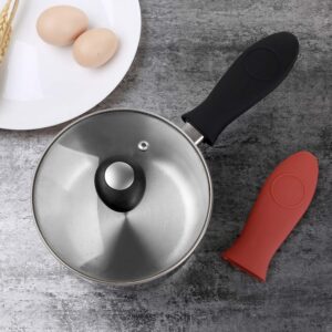 4 Packs Juland Silicone Hot Handle Holder Set Kitchen Heat Resistant Pot Sleeve Grip Handle Cover Potholder - Black & Red