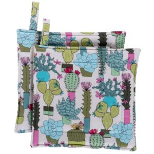 cute cactus pot holders, set of 2 cotton potholders for kitchen decor