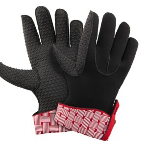 Kitchen Grips 5-Finger Glove Set of 2, 10.25 Inch, Cherry/White Woven (120201-11)