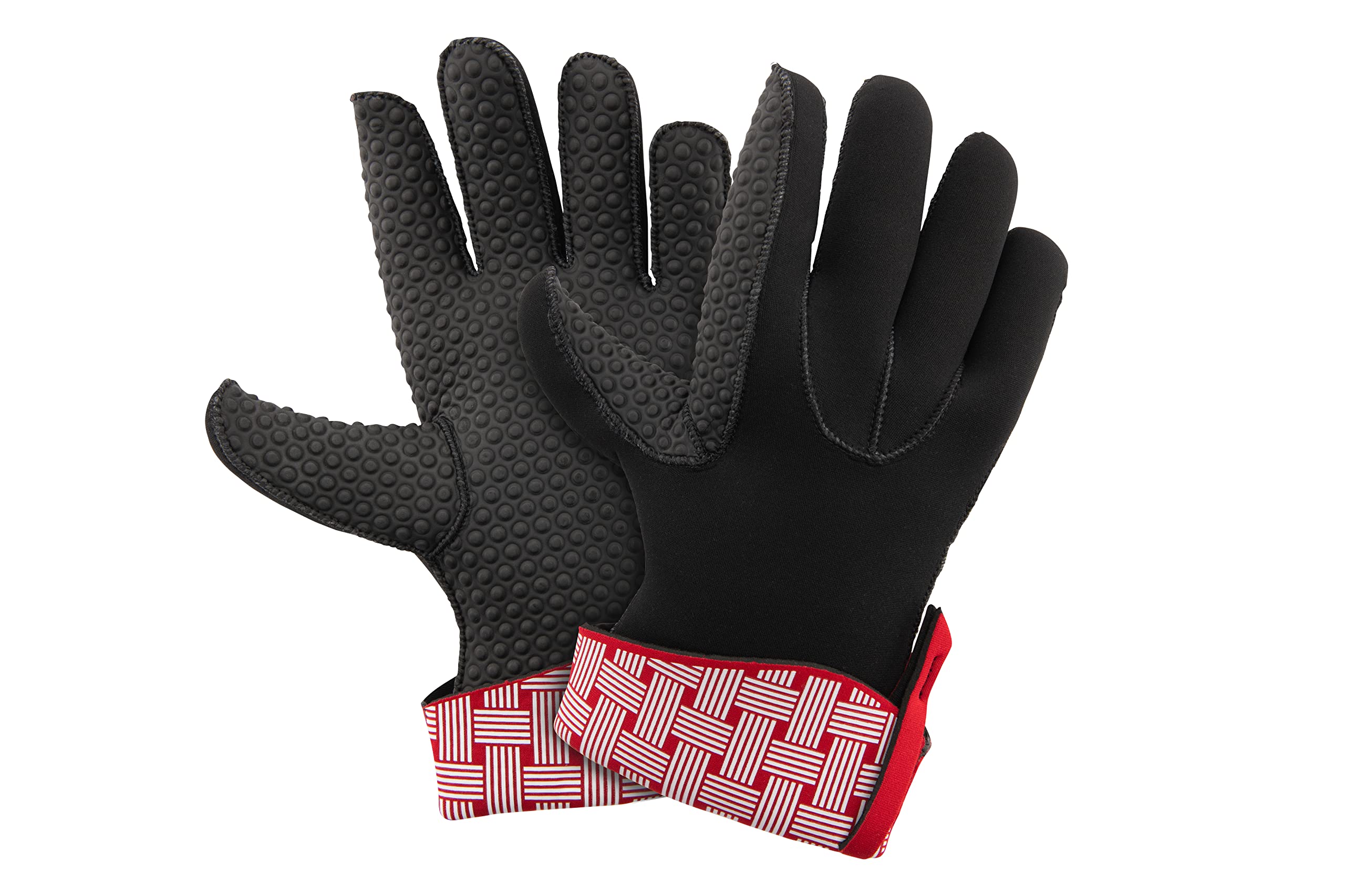 Kitchen Grips 5-Finger Glove Set of 2, 10.25 Inch, Cherry/White Woven (120201-11)