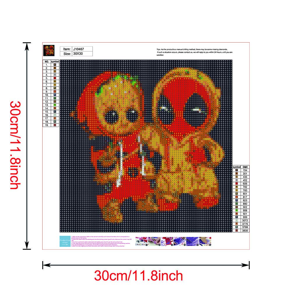 DVBQQWE Diamond Painting Kits for Adults Deadpool Diamond Art 5D Paint with Diamonds Groot DIY Painting Kit Paint by Number with Gem Art Drill 12" x 12"