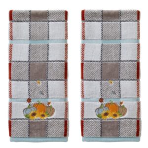 skl home harvest pumpkins hand towel, plaid small