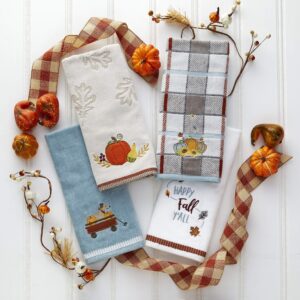 SKL Home Harvest Pumpkins Hand Towel, Plaid Small