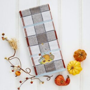 SKL Home Harvest Pumpkins Hand Towel, Plaid Small