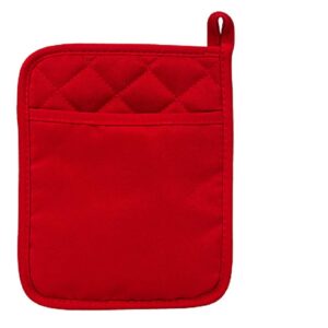 Home Collection Red Polyester/Rubber Pot Holder, 2 Pack - Heat Resistant, Non-Slip Grip, Hanging Loop - Ideal for Handling Hot Kitchen Items