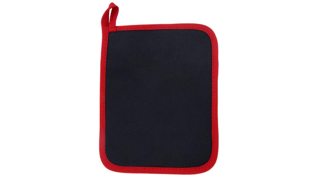 Home Collection Red Polyester/Rubber Pot Holder, 2 Pack - Heat Resistant, Non-Slip Grip, Hanging Loop - Ideal for Handling Hot Kitchen Items