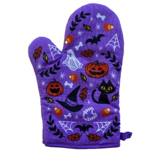 halloween oven mitt cute festive jack-o-lantern spooky candy corn kitchen glove funny graphic kitchenwear halloween novelty cookware purple oven mitt