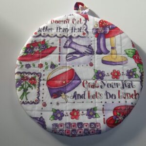 Pot Holders Heat Resistant Red Hat Society Hattitude Potholders Handmade Double Insulated Quilted Hot Pads Trivets 9 inches Round