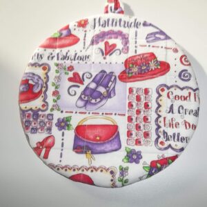 Pot Holders Heat Resistant Red Hat Society Hattitude Potholders Handmade Double Insulated Quilted Hot Pads Trivets 9 inches Round