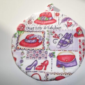 Pot Holders Heat Resistant Red Hat Society Hattitude Potholders Handmade Double Insulated Quilted Hot Pads Trivets 9 inches Round