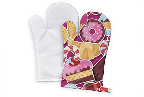 Blank Oven Mitts Sublimation Set 2 Pieces ( both are right-handed glove ) Heat Thermal Transfer Polyester Logo Image printing