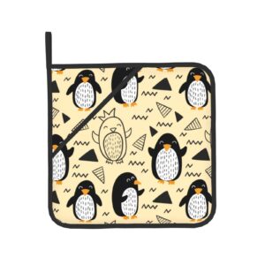 xufhiyz Cute Penguin Oven Mitts and Pot Holders Sets Kitchen Oven Gloves BBQ Gloves Pot Holders for Cooking Baking