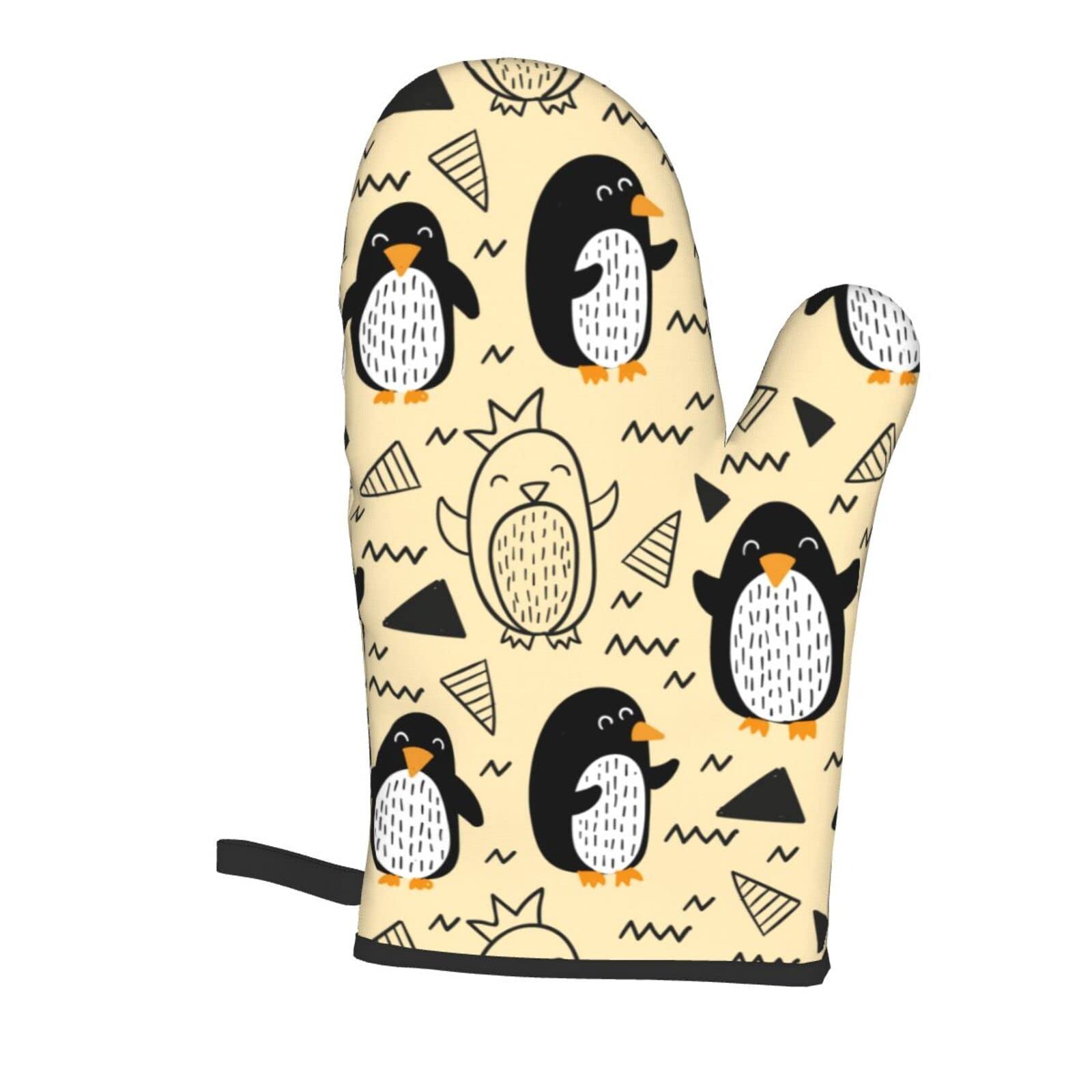 xufhiyz Cute Penguin Oven Mitts and Pot Holders Sets Kitchen Oven Gloves BBQ Gloves Pot Holders for Cooking Baking