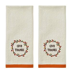 skl home harvest wreath thanks hand towel set, white 2 count