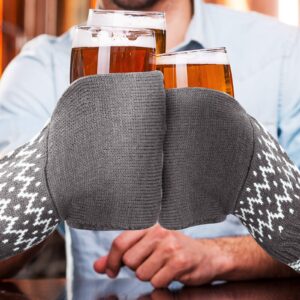 Natheeph Beer Mitt Beer Mitten Gloves Insulating Knit Mitt Knit Stitched Drink Mitt Holder Keeps Your Hand Warm (Black)